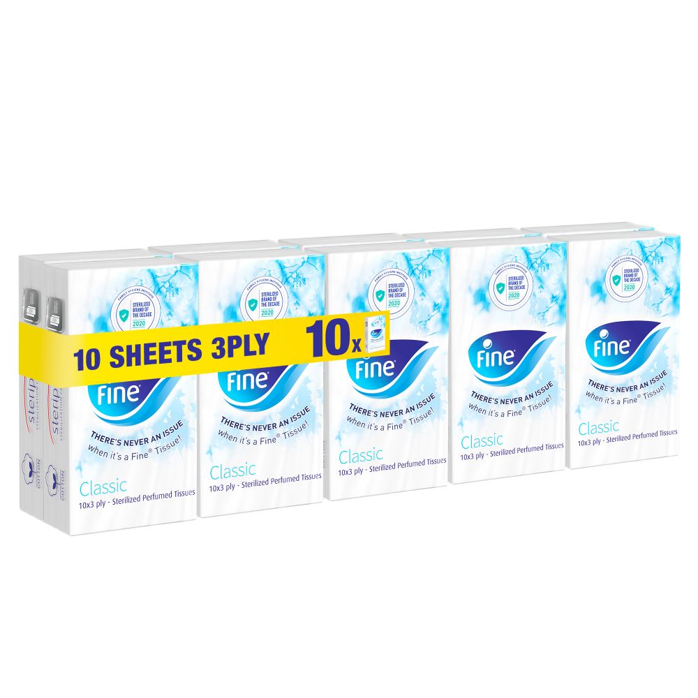 Fine Facial White Tissues Pocket 10X3 Ply - Pack of 10 | Buy at Best ...
