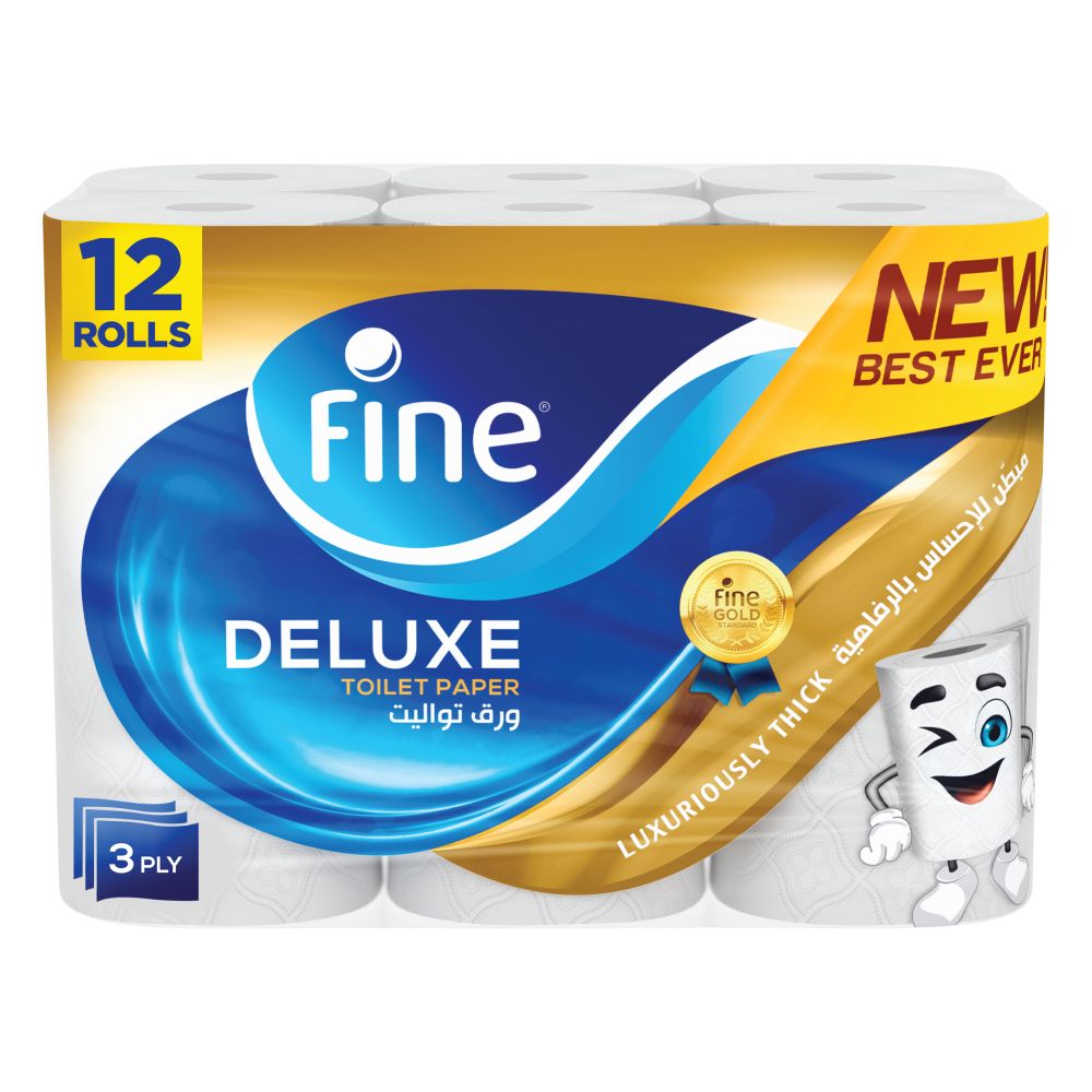 Buy Fine Deluxe Toilet Paper - Highly Absorbent - 3 Ply 12 Rolls in KSA ...