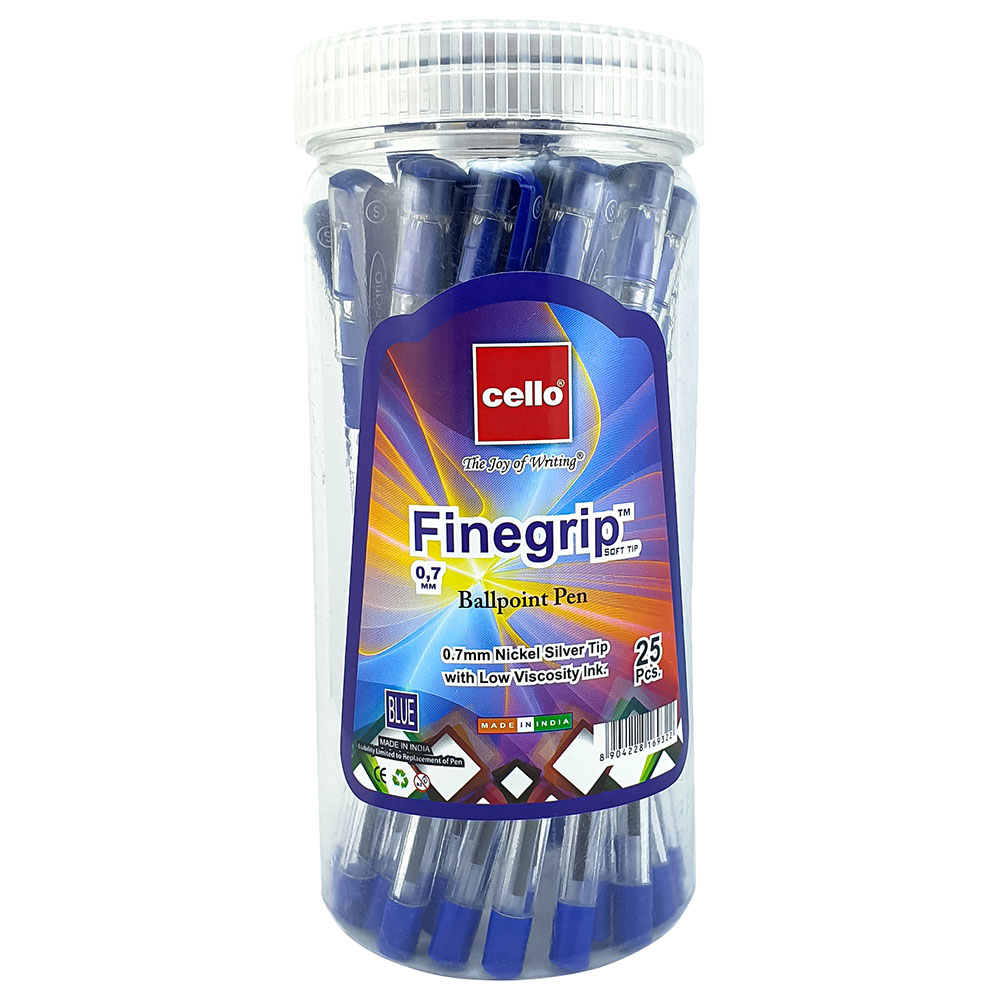 Cello - Finegrip Ball Pen Jar - 0.7Mm - 25Pcs - Blue