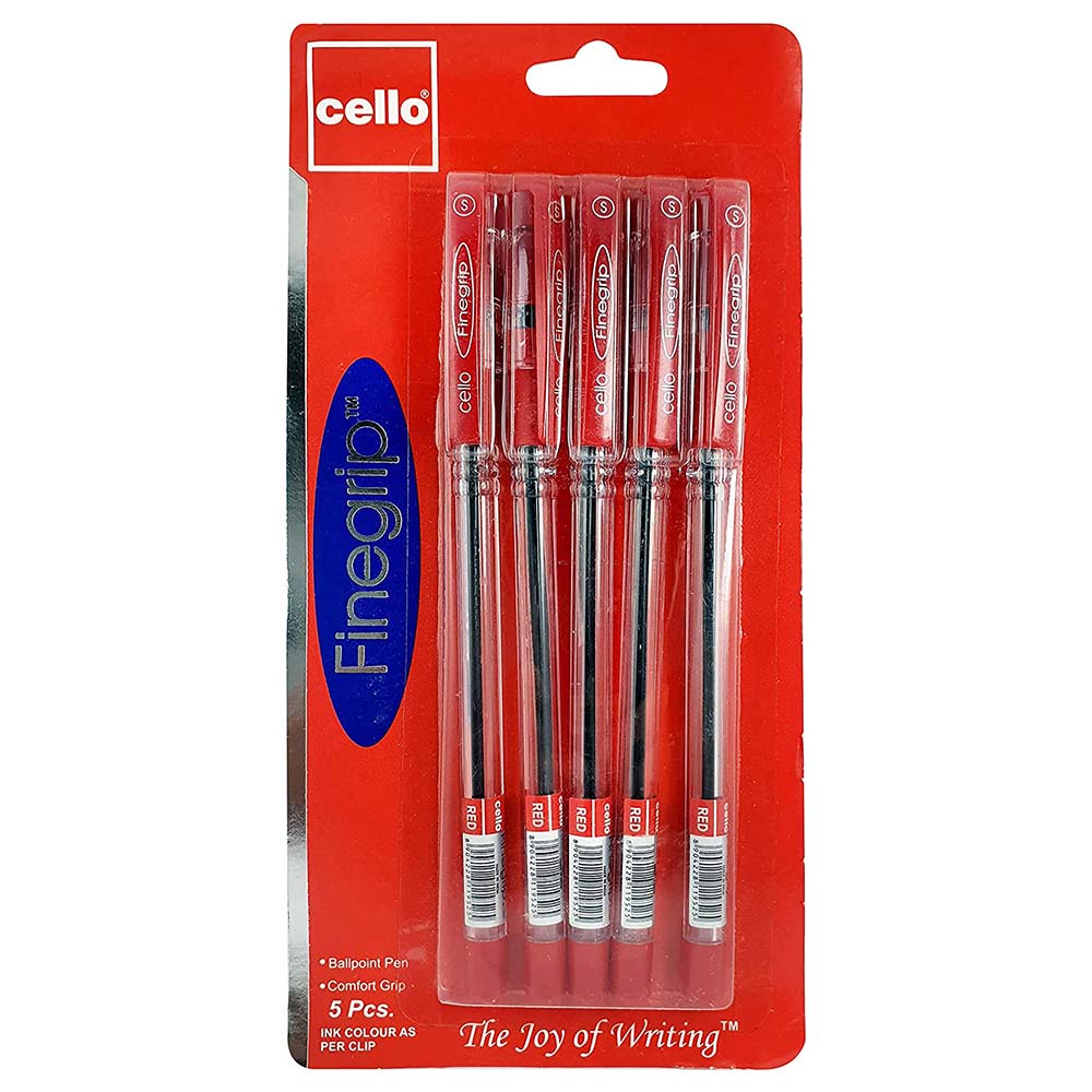 Buy Cello - Finegrip Red Ball Pen 0.7mm Blister - 5pcs in UAE | Mumzworld