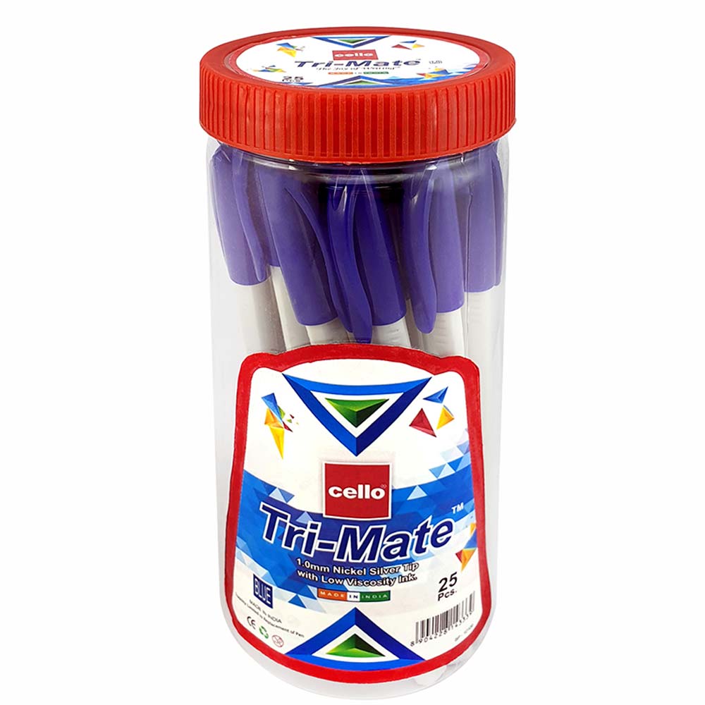 Cello - Tri-Mate Ball Pen 0.1mm 25 Pcs in Jar - Blue | Buy at Best ...