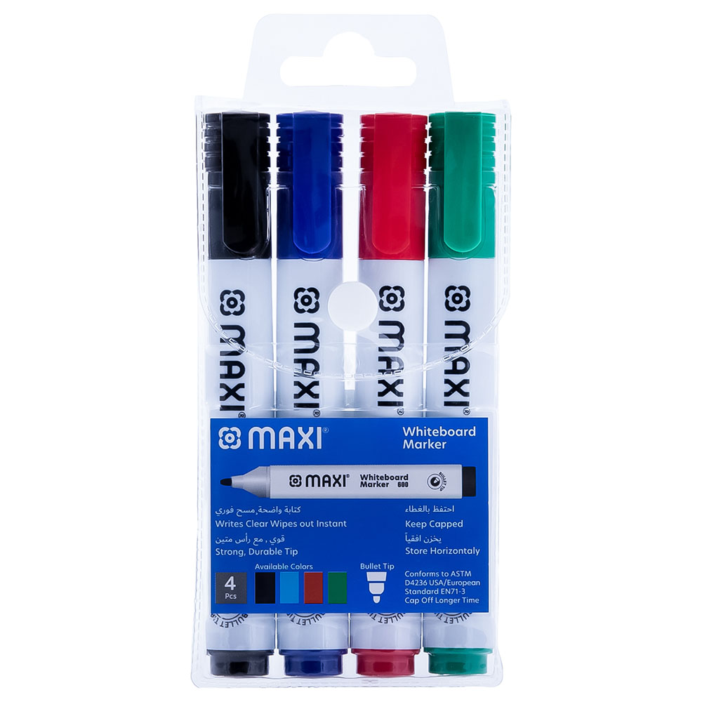 Buy Maxi - Whiteboard Marker Bullet Tip - 4pcs in UAE | Mumzworld