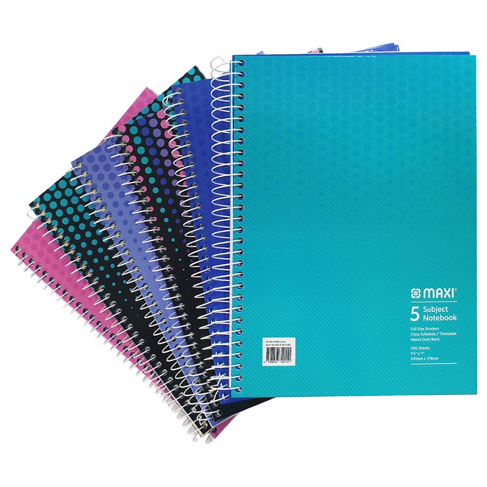 Buy Maxi - Spiral Hc 5 Subject Notebook - 9.5X7 - 200 Sheets in UAE ...