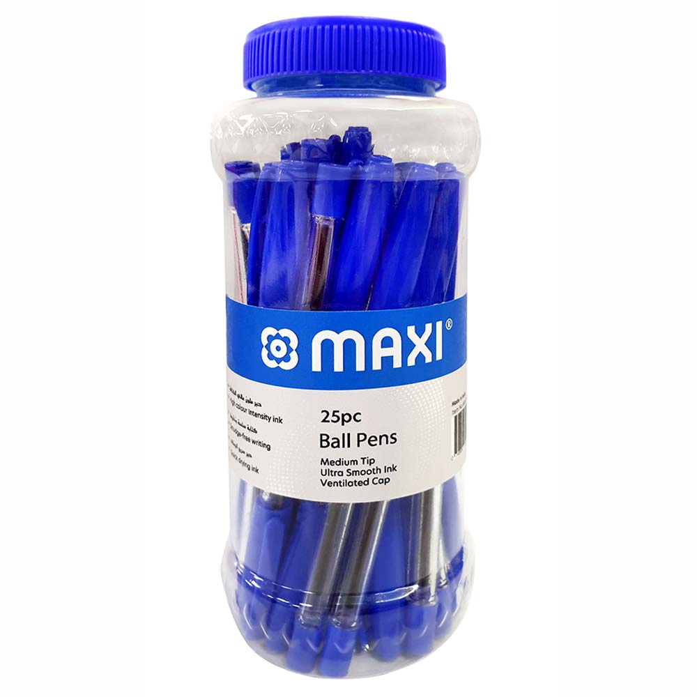 Buy Maxi - Ball Pen 25 Pcs in Jar - Blue in KSA | Mumzworld