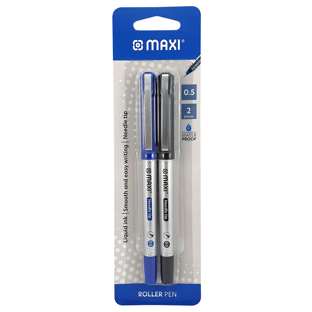 Buy Maxi - 0.5mm Needle Tip Ink Roller Pen 2Pcs - Black & Blue in KSA ...