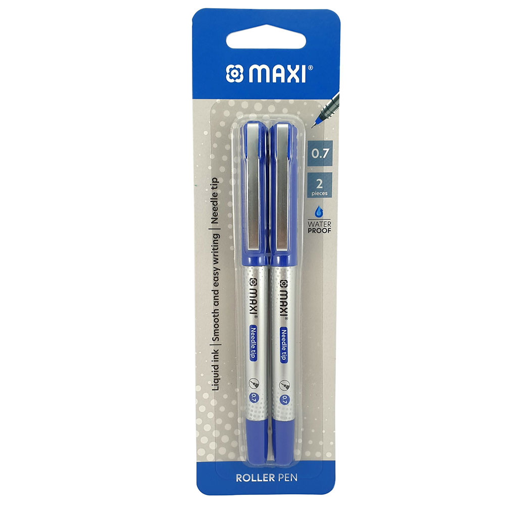 Buy Maxi - 0.7mm Needle Tip Ink Roller Pen 2Pcs - Blue in KSA | Mumzworld