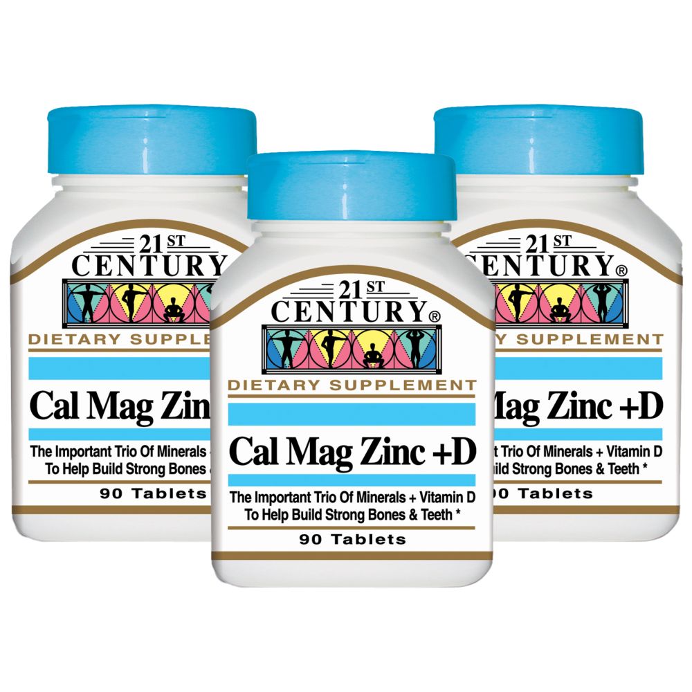 Buy 21st Century - Cal Mag Zinc + D 90 Tablets Pack of 3 in UAE | Mumzworld