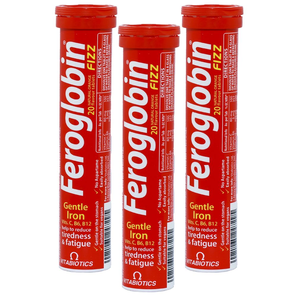 Buy Vitabiotics - Feroglobin Fizz 20 Fizz Tablets Pack of 3 Online ...