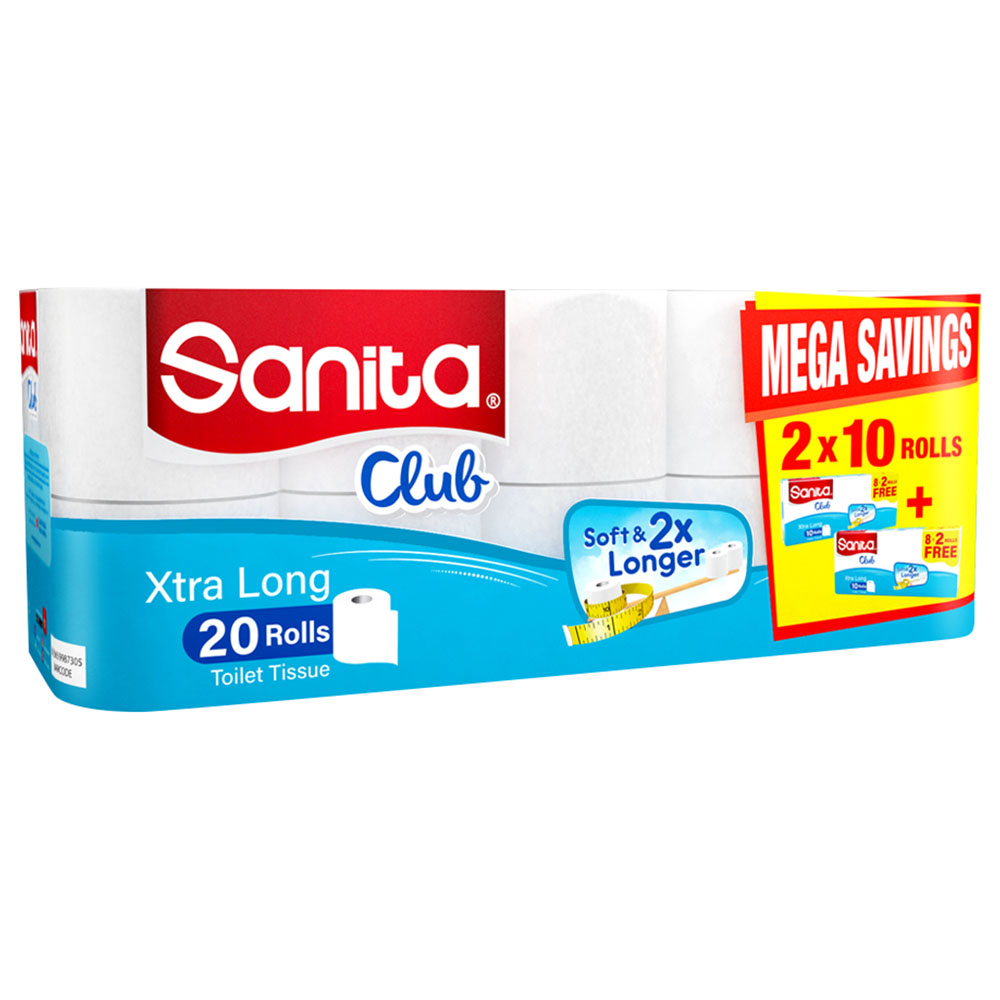 Buy Sanita Club Toilet Tissue Plain Pack Of 20 Rolls 2 Ply in KSA ...