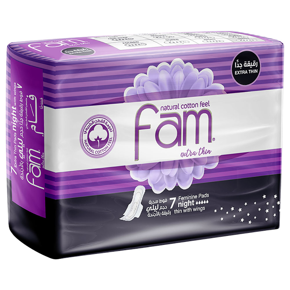 Buy Fam - Sanitary Pads Extra Thin Night - 7 Pads in UAE | Mumzworld