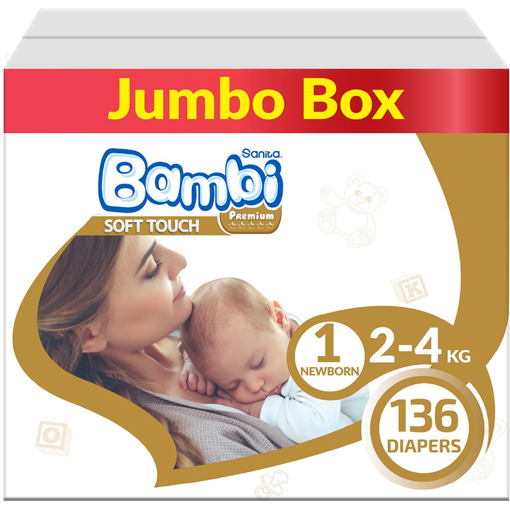 Buy Sanita Bambi - Baby Diapers Jumbo Box - Size 1 - New Born - 2-4 Kg ...