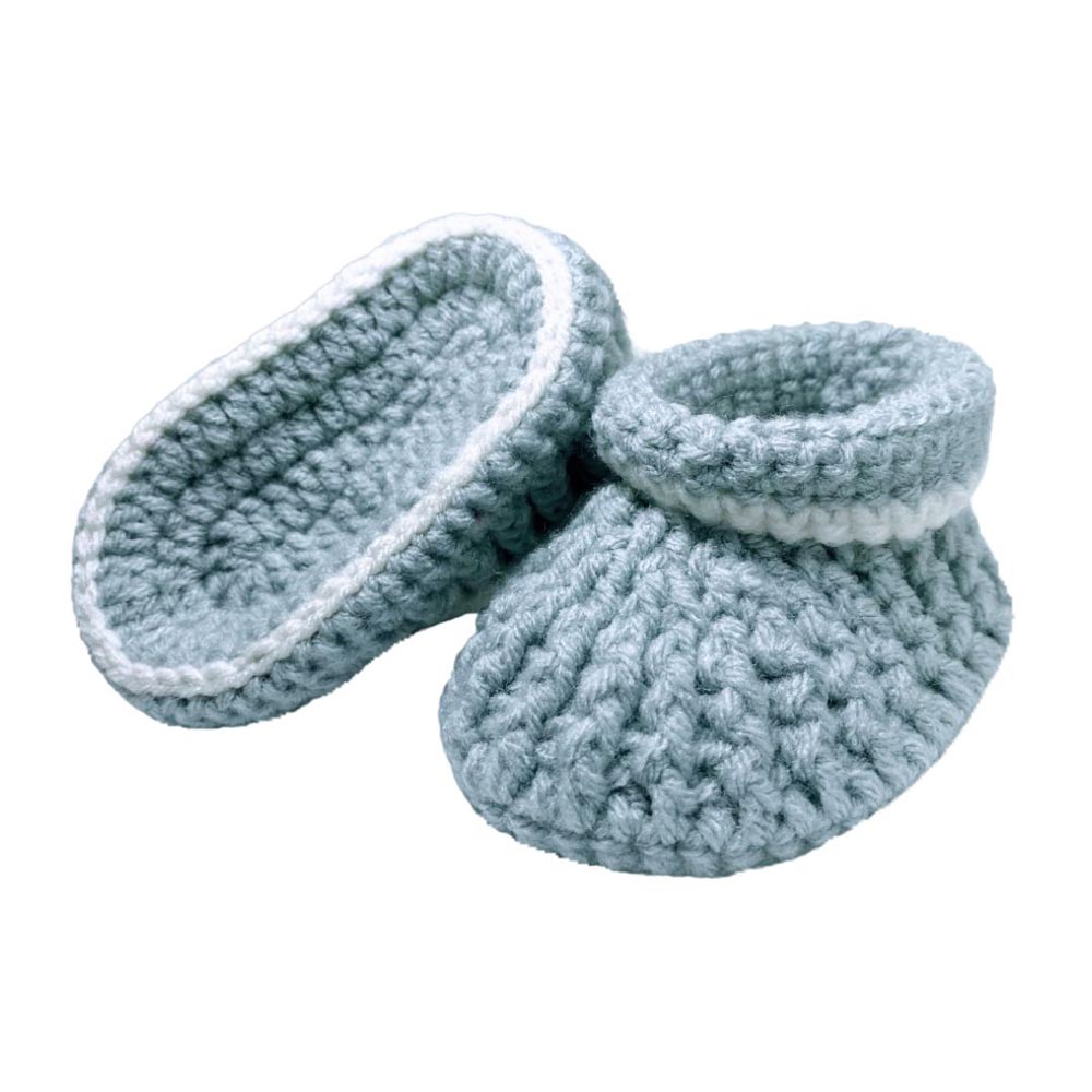 Pikkaboo - Cuddles & Snuggles Crochet Booties - Grey Pikkaboo - Cuddles & Snuggles Crochet Booties - Grey