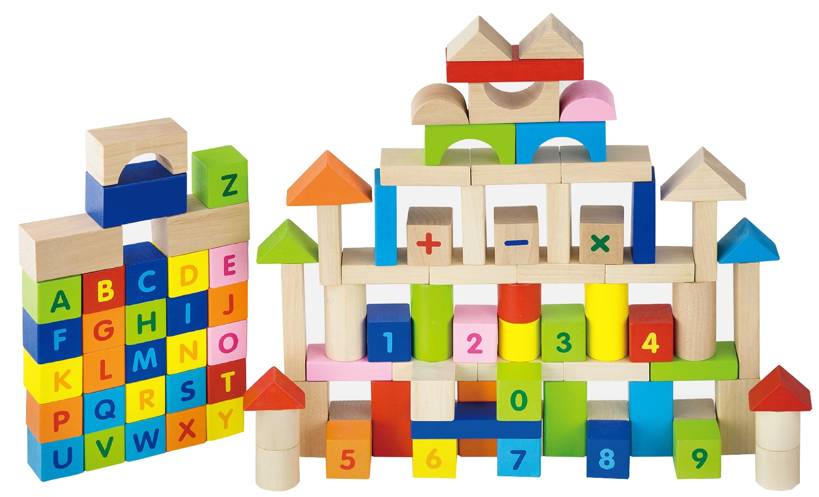 Buy Viga - Wooden Alphabet & Numbers Blocks - 100pcs Educational Toy ...