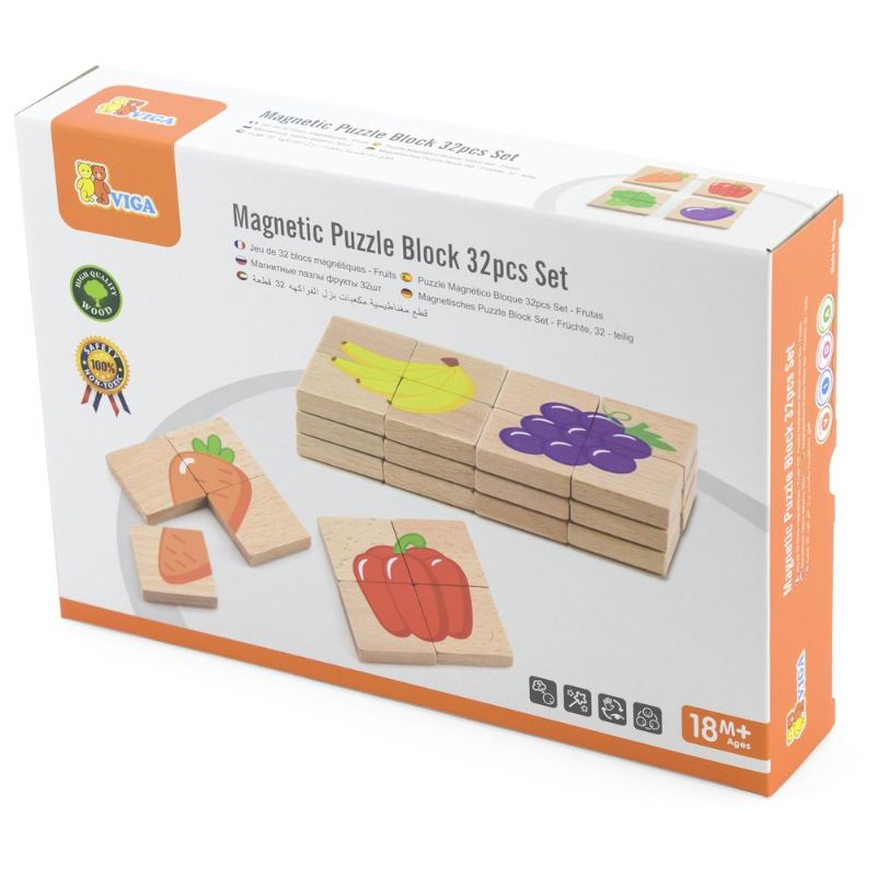 Buy Viga - Magnetic Puzzle Block Set, Fruits - 32pcs in Oman | Mumzworld