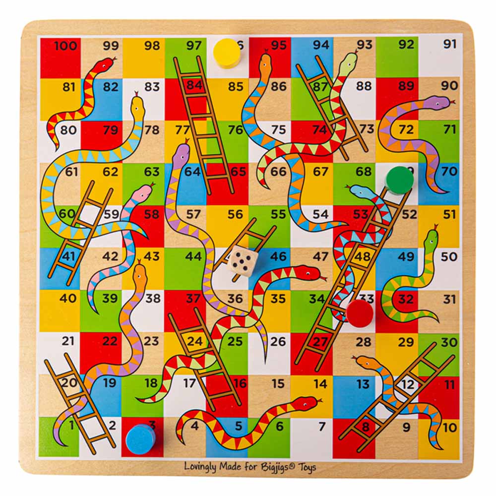 Bigjigs Wooden Traditional Snakes Ladder Board Game
