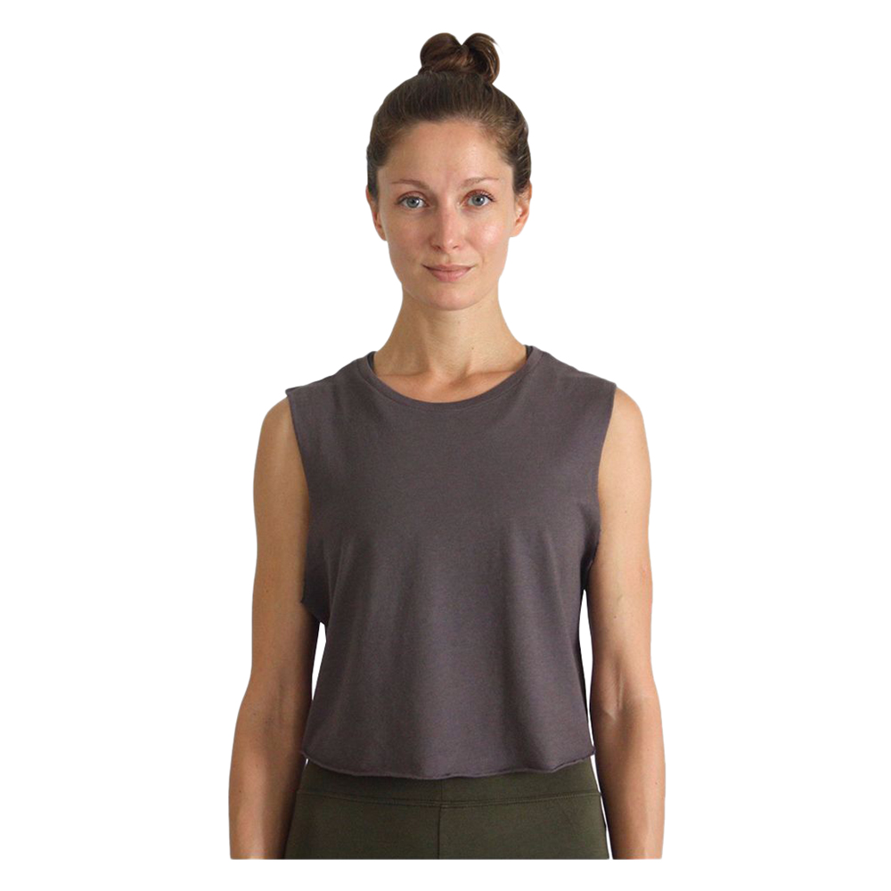 Buy Rumi - Sun Air Cropped Muscle Tank - Graphite in UAE | Mumzworld