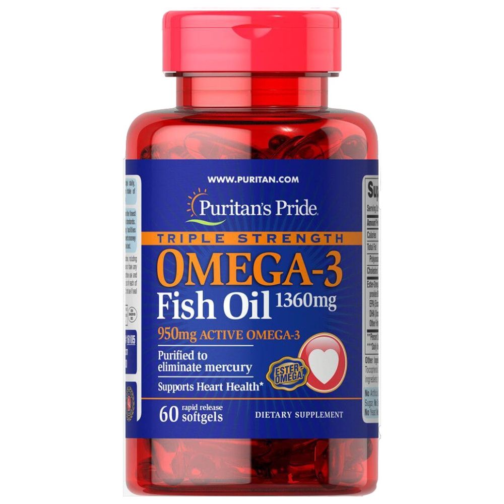 Buy Puritan Pride - Triple Strength Omega-3 Fish Oil 1360mg - 60 ...