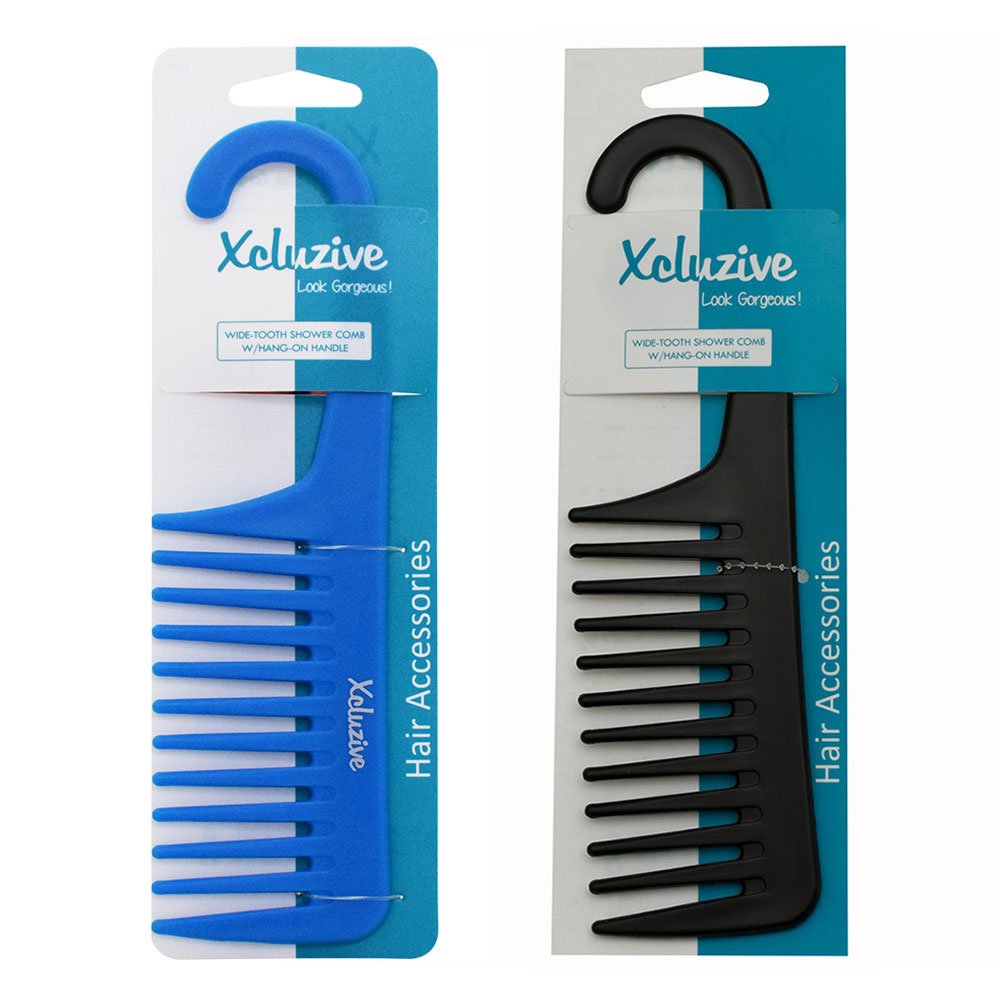 Buy Xcluzive - Wide-Tooth Shower Comb With Hang-On Handle - Assorted in ...