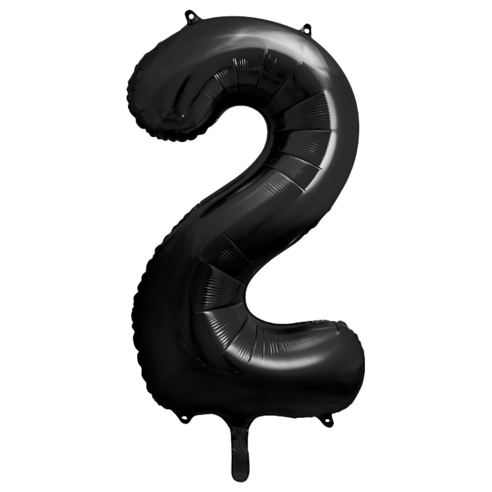 Party Deco - Foil Balloon Number 2 - Black Party Deco - Foil Balloon Number 2 - Black