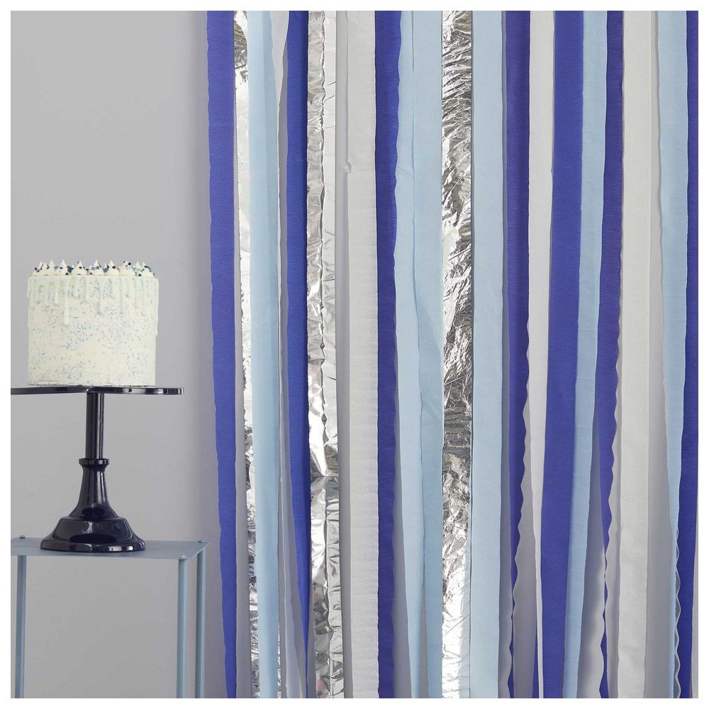 Buy Ginger Ray - Blue & Silver Streamer Backdrop in UAE | Mumzworld