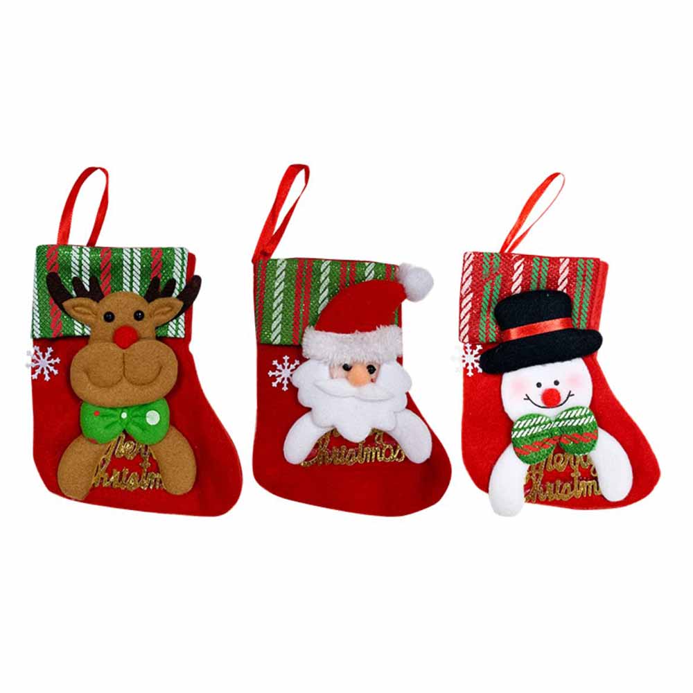 Buy Christmas Magic Stocking W/Snowman Santa & Reindeer 16cm Assorted ...