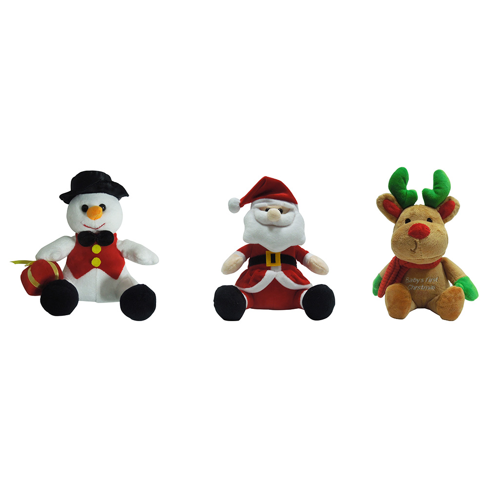 Christmas Magic Xmas Soft Toy Santa Snowman Reindeer 15cm Assorted