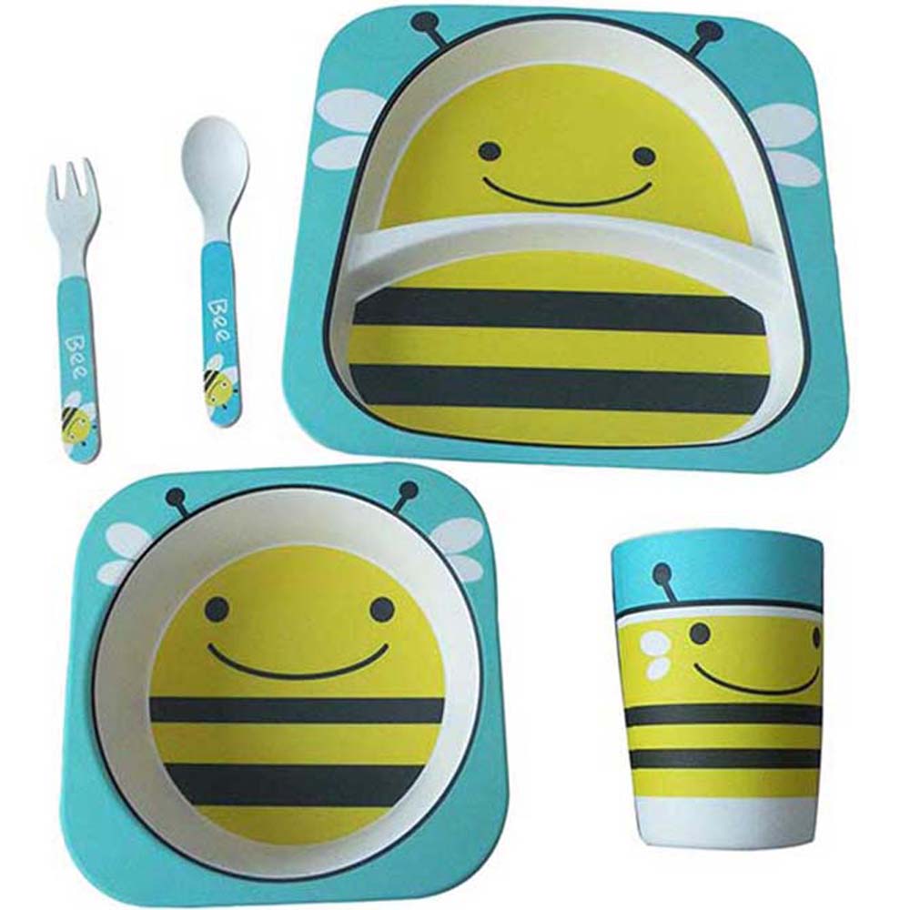 Buy Eazy Kids - Bamboo Fiber Dinner Set - Bee - 5 Pieces in KSA | Mumzworld