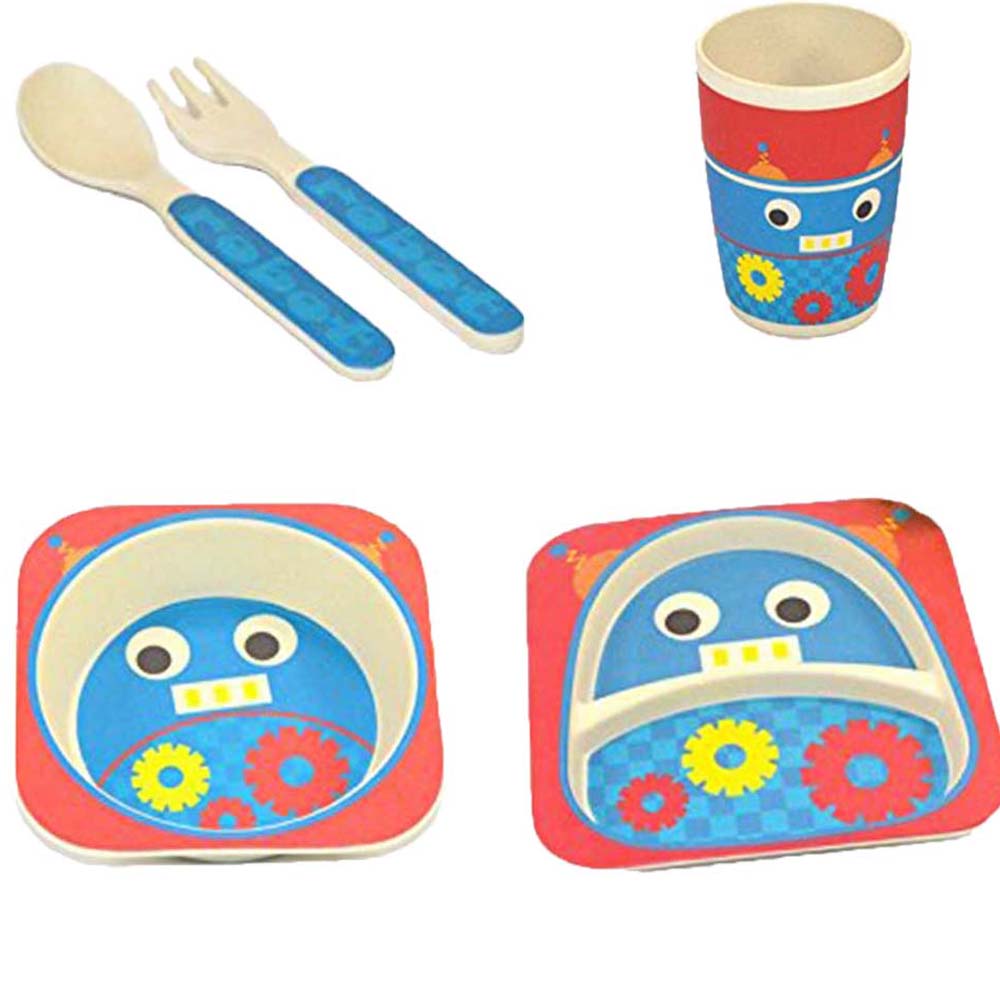 Buy Eazy Kids - Bamboo Fiber Dinner Set - Robot - 5 Pieces in KSA ...