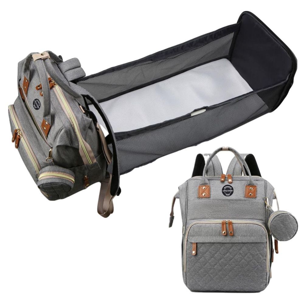 Little Story - Diaper Bag Wt Portable & Pacifier Pouch - Grey