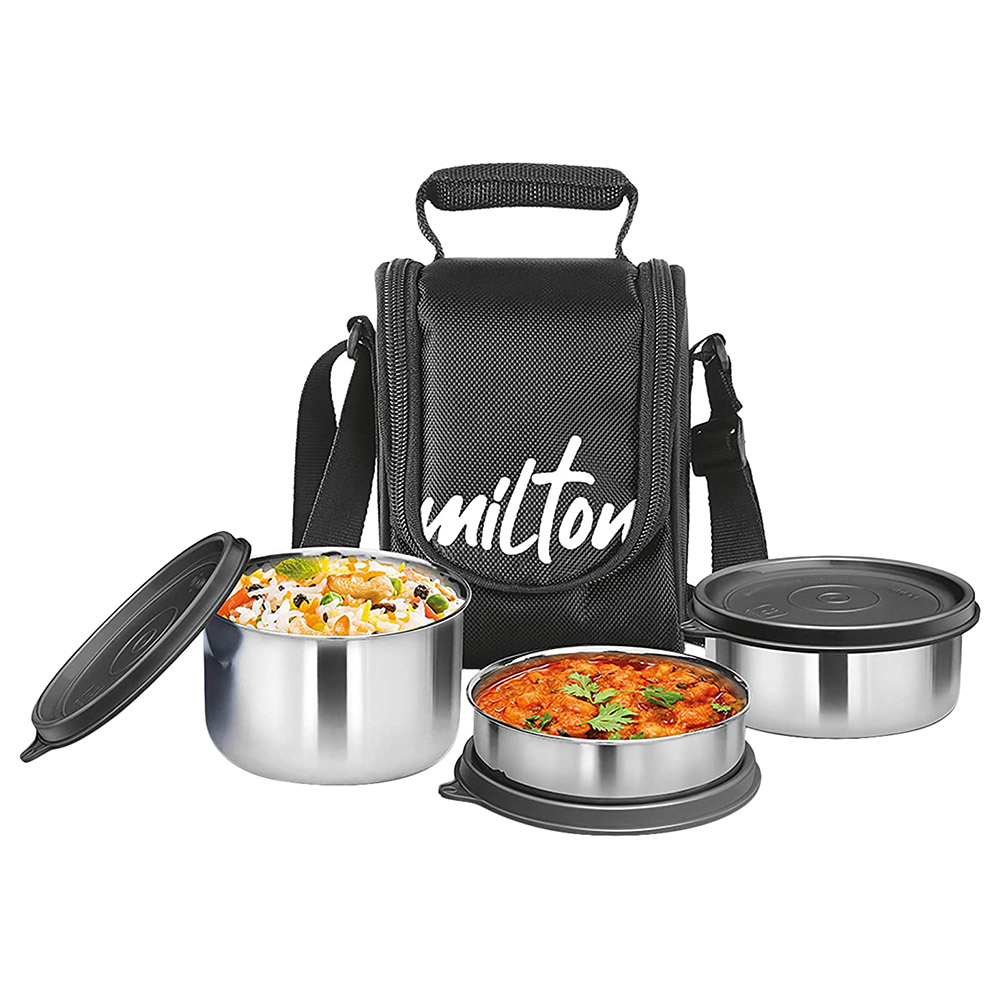 Buy Milton - Tasty 3 Stainless Steel Containers with Lunch Bag - Black ...