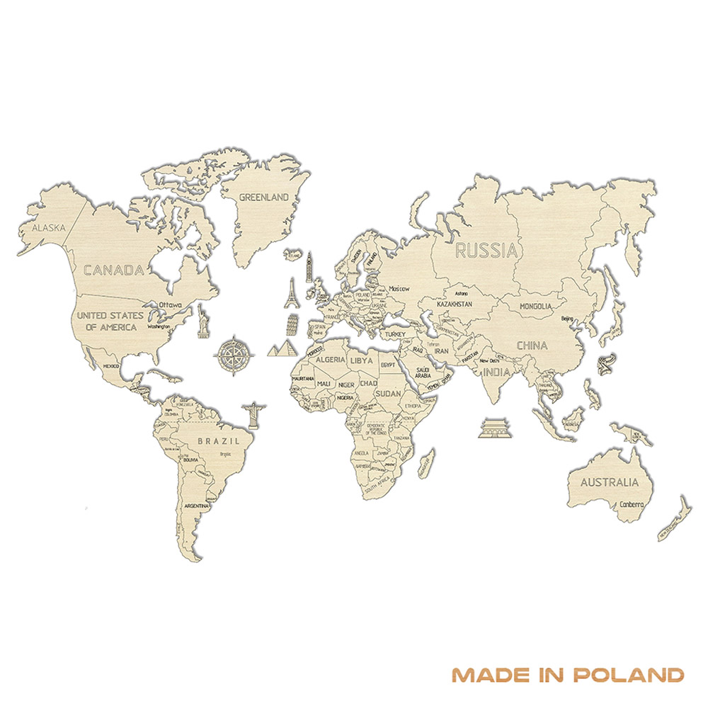 Buy Wooden City - Wooden World Map Extra Large - Natural Online | Mumzworld