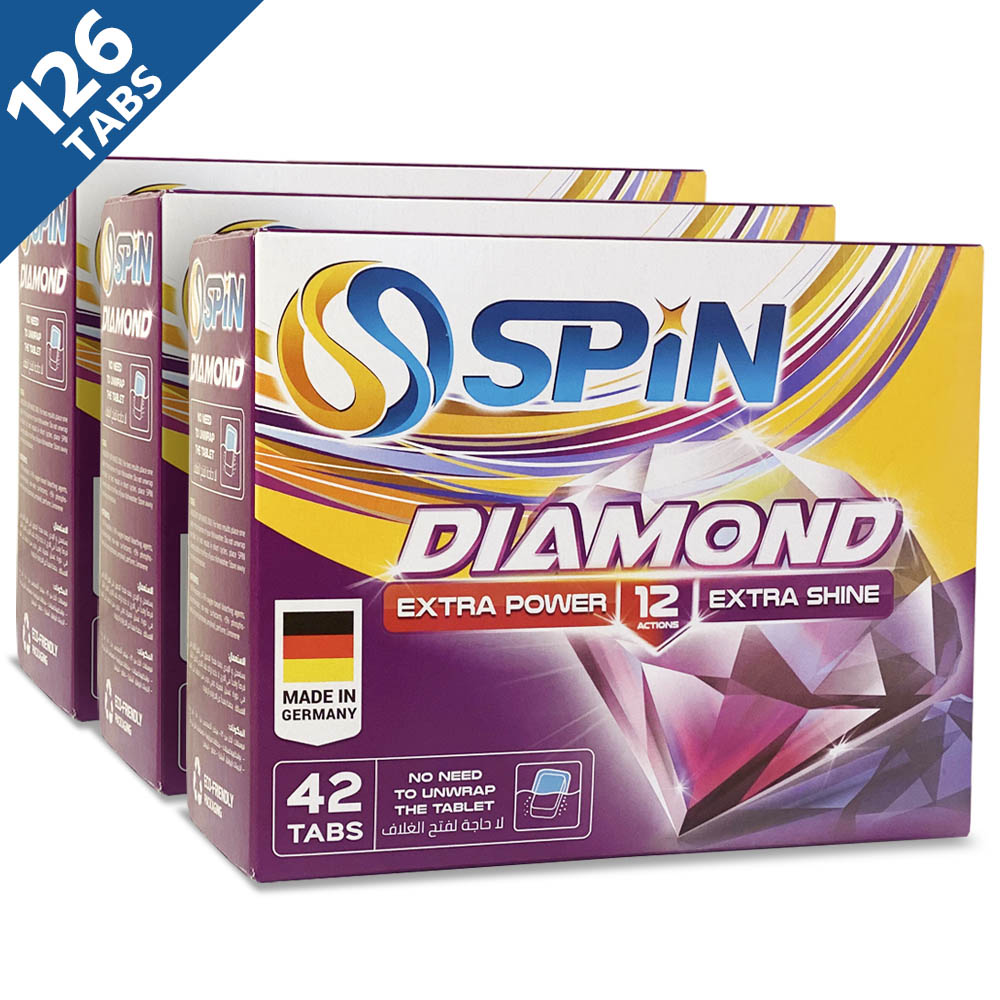 Buy Spin Diamond Dishwasher Detergent Tablets 126 Tabs 3x42 Tabs in UAE ...
