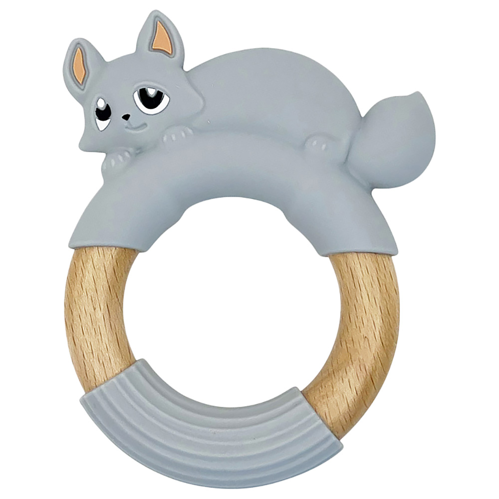 Buy Littlemico - Fox Silicone And Wood Teether - Grey in UAE | Mumzworld