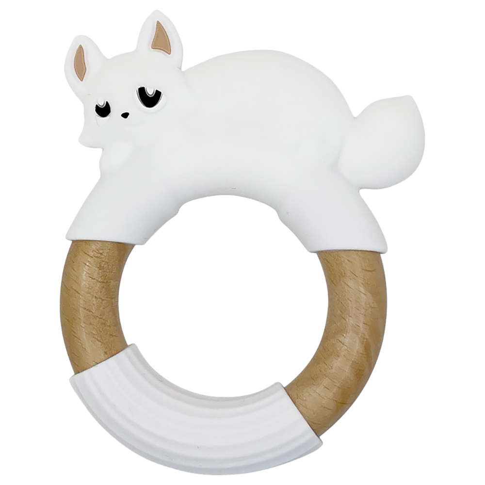 Buy Littlemico - Fox Silicone And Wood Teether - White in KSA | Mumzworld