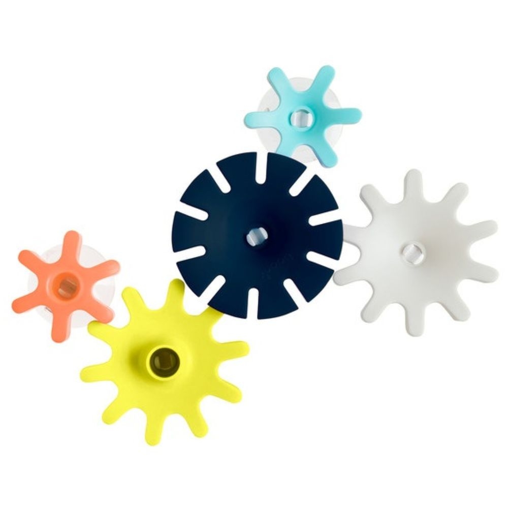 Buy Boon - Cogs Suction Bath Toys- 5 Pcs - Navy/Yellow in UAE | Mumzworld