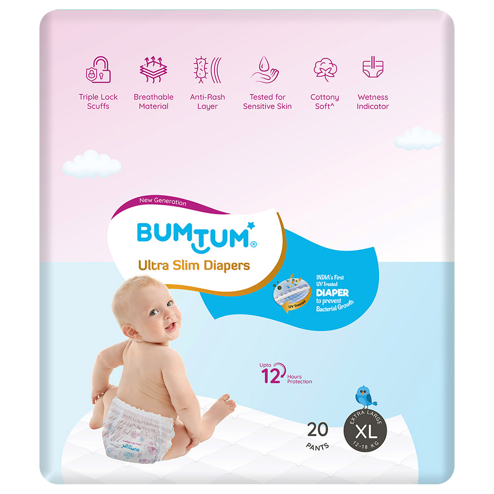 Buy Bumtum - Ultra slim Baby Pant Style Diapers - Xl - 20Pcs in UAE ...