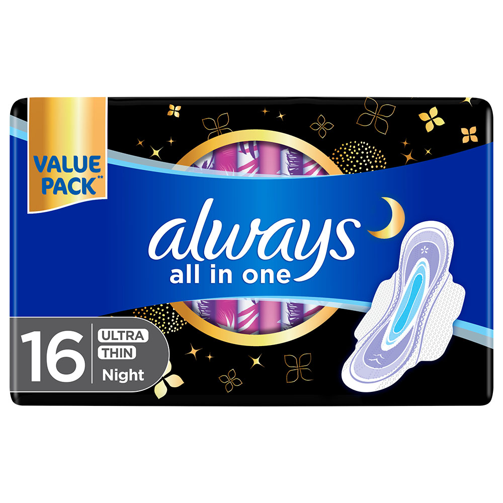Buy Always All-in-1 Ultra Thin, Night Sanitary Pads with Wings, 16 ...