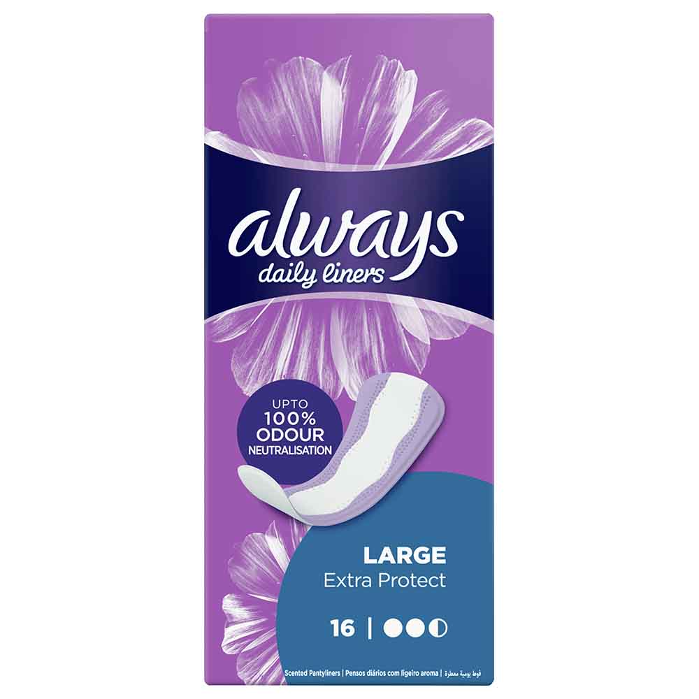 Buy Always Daily Liners Extra Protect Pantyliners 16Pcs Large in UAE ...