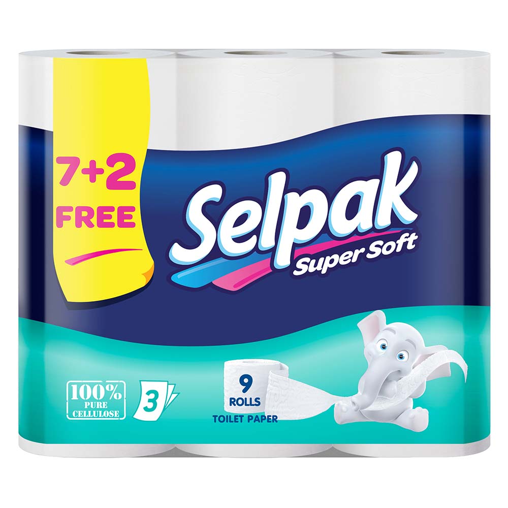 Buy Selpak - Super Soft Toilet Paper Pack of 9 Rolls - White in UAE ...