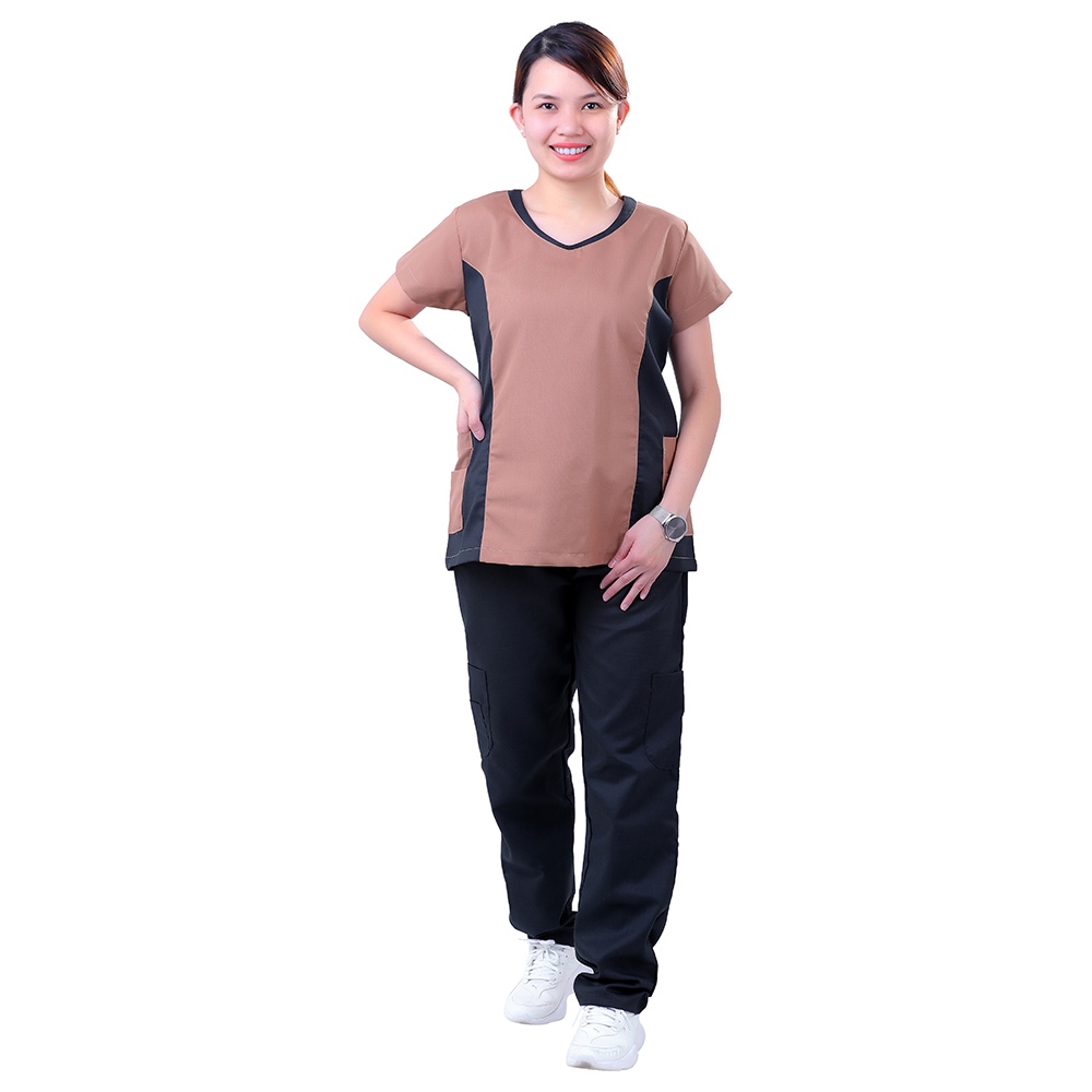 Buy Veronica - Polycotton Medical/Scrub Uniform Set - Brown/Black in ...