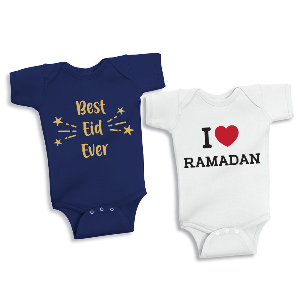 Buy Twinkle Hands - White Ramadan & Blue Eid Bodysuit Set in Oman ...