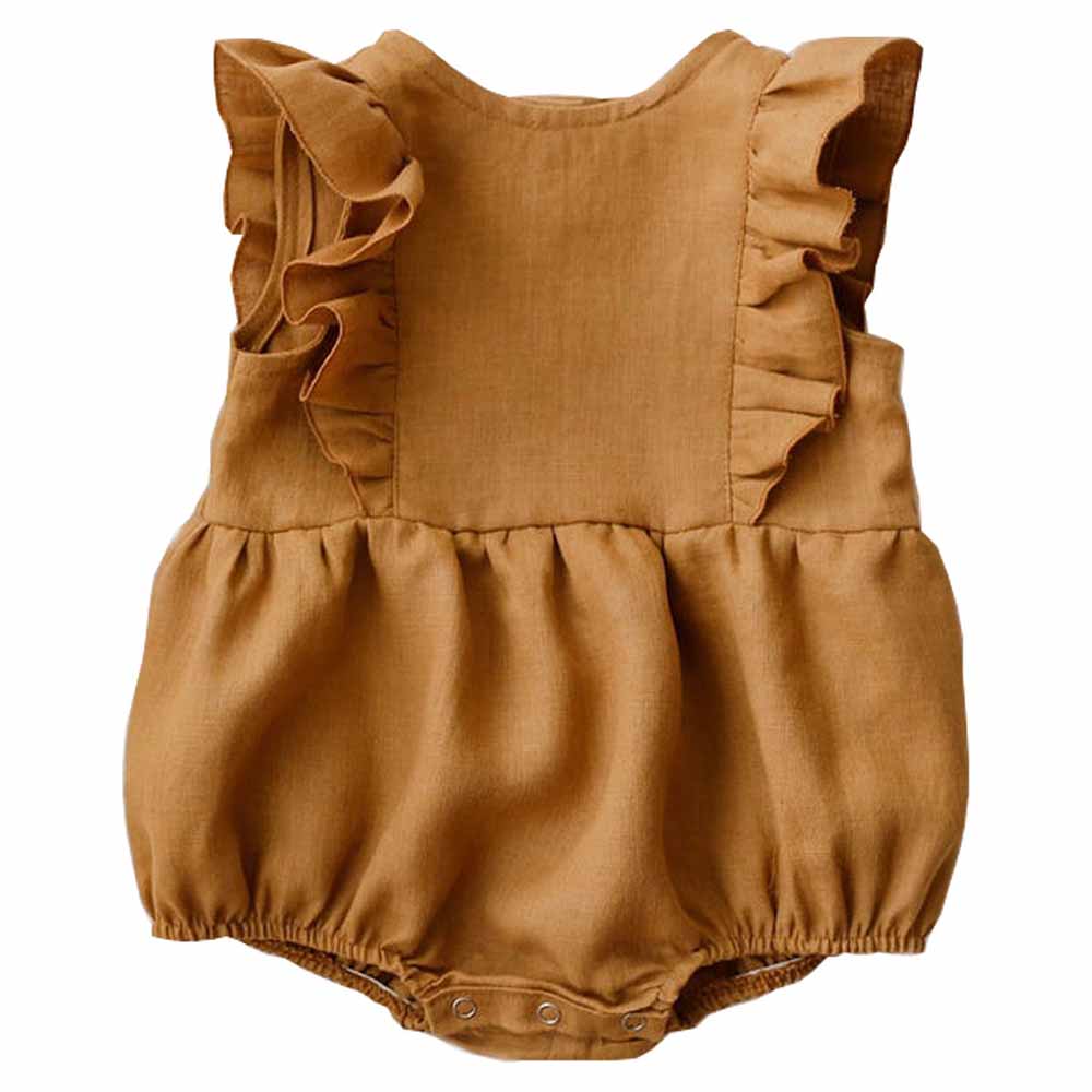 Kyara - Pure Linen Onesie - Brown
