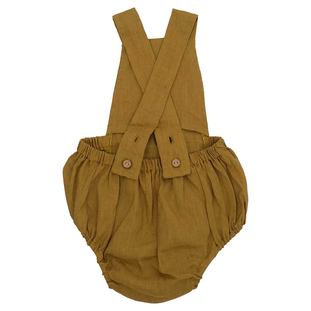 Kyara - Pure Linen Sleeveless Onesie - Olive Green