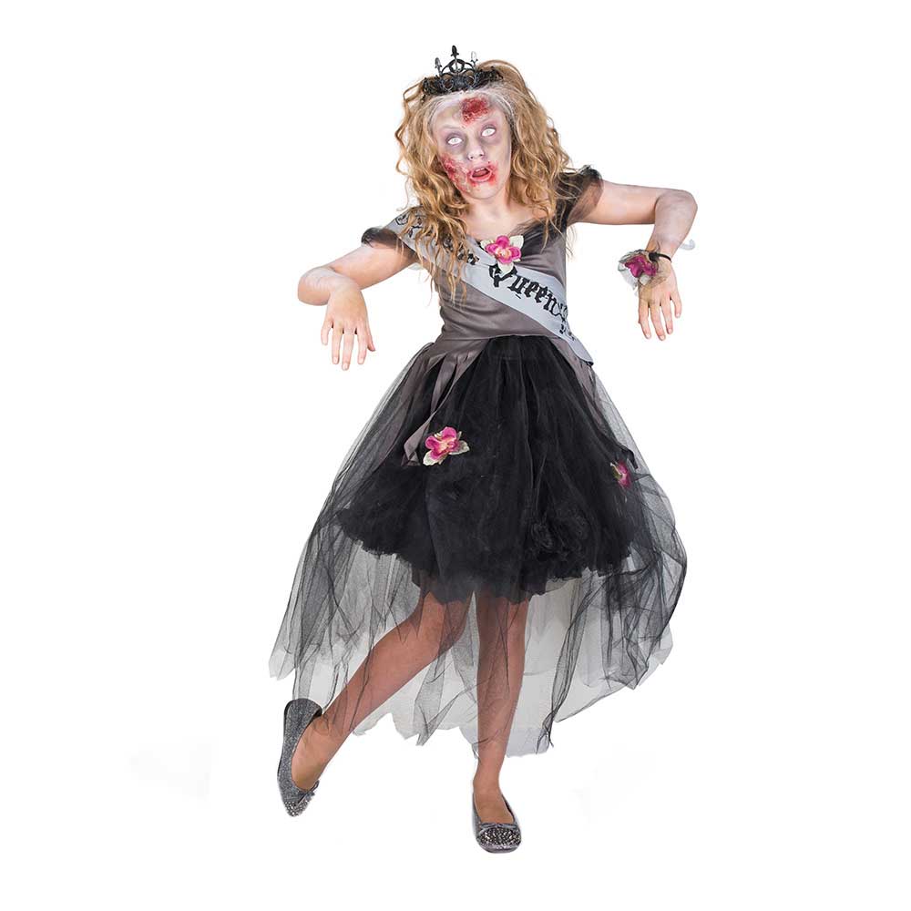 Buy Mad Costumes Zombie Prom Queen Kids Halloween Costume - Black in ...