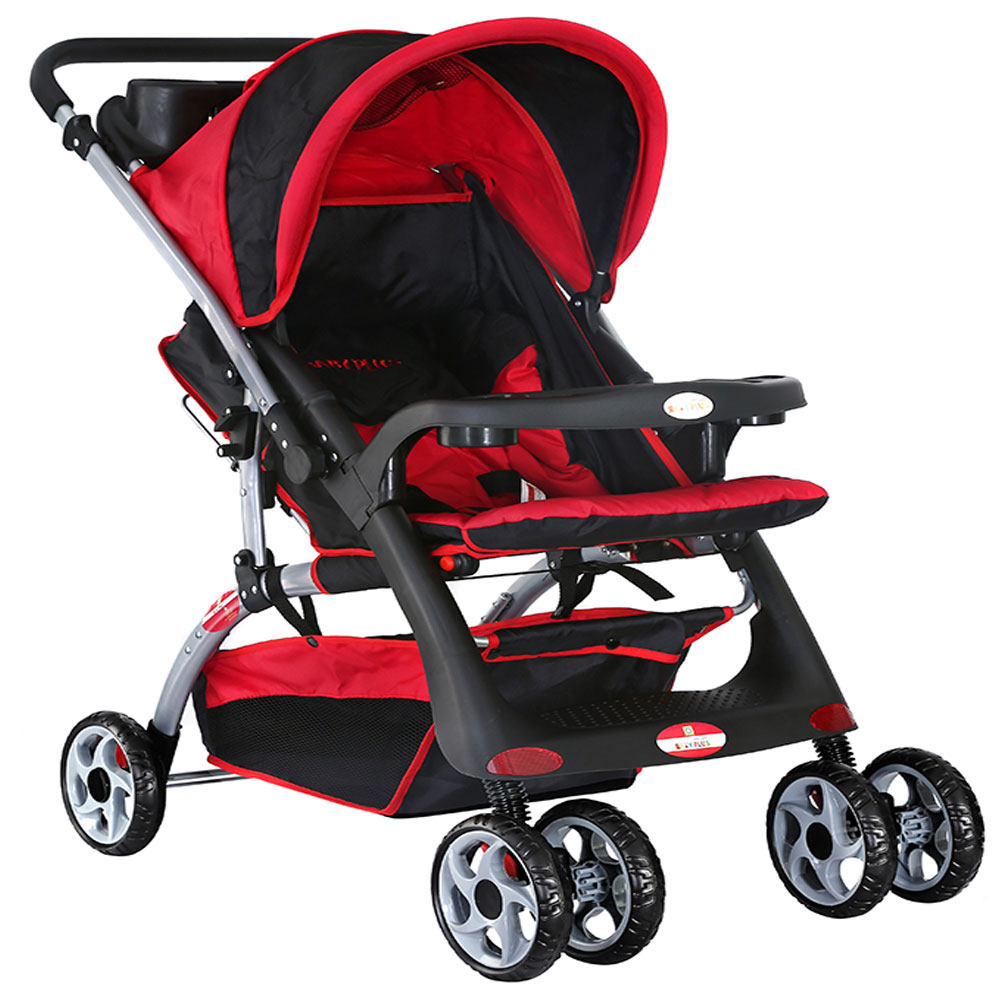 Buy Baby Plus - Red Stroller Cum Pram Reversible Handle in KSA | Mumzworld